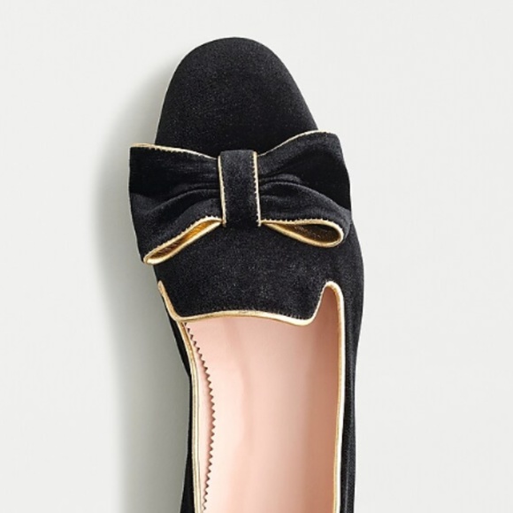 J. Crew | Shoes | Velvet Smoking Flats With Bow | Poshmark